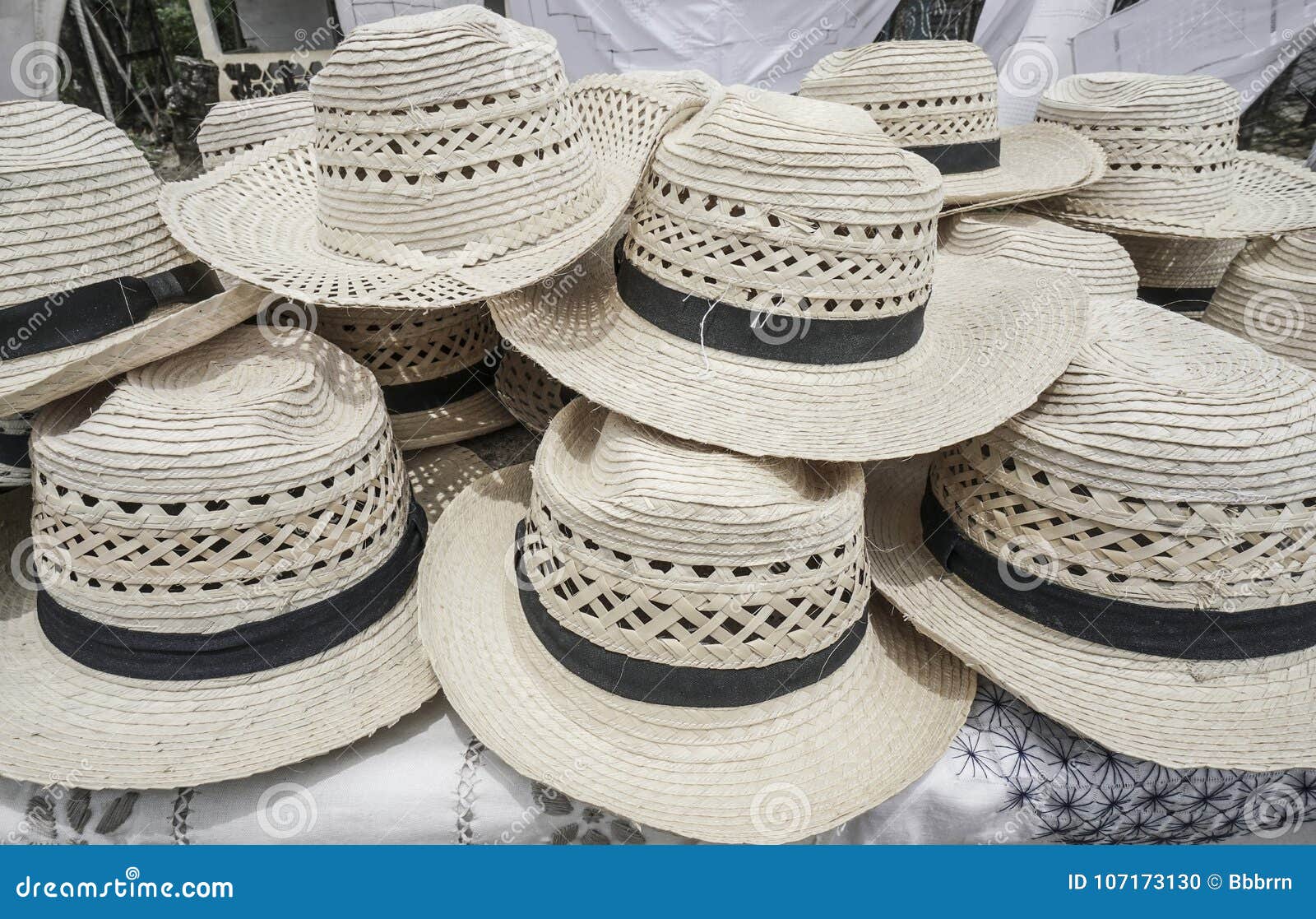 Handmade Straw Hats As a Background Stock Photo - Image of cuba ...