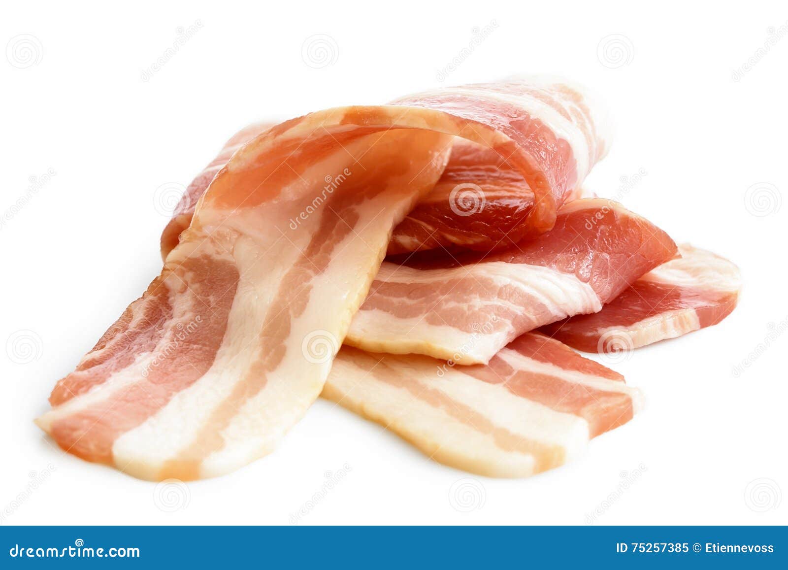 Pile of Streaky Uncooked Bacon. Stock Image - Image of side, meat: 75257385