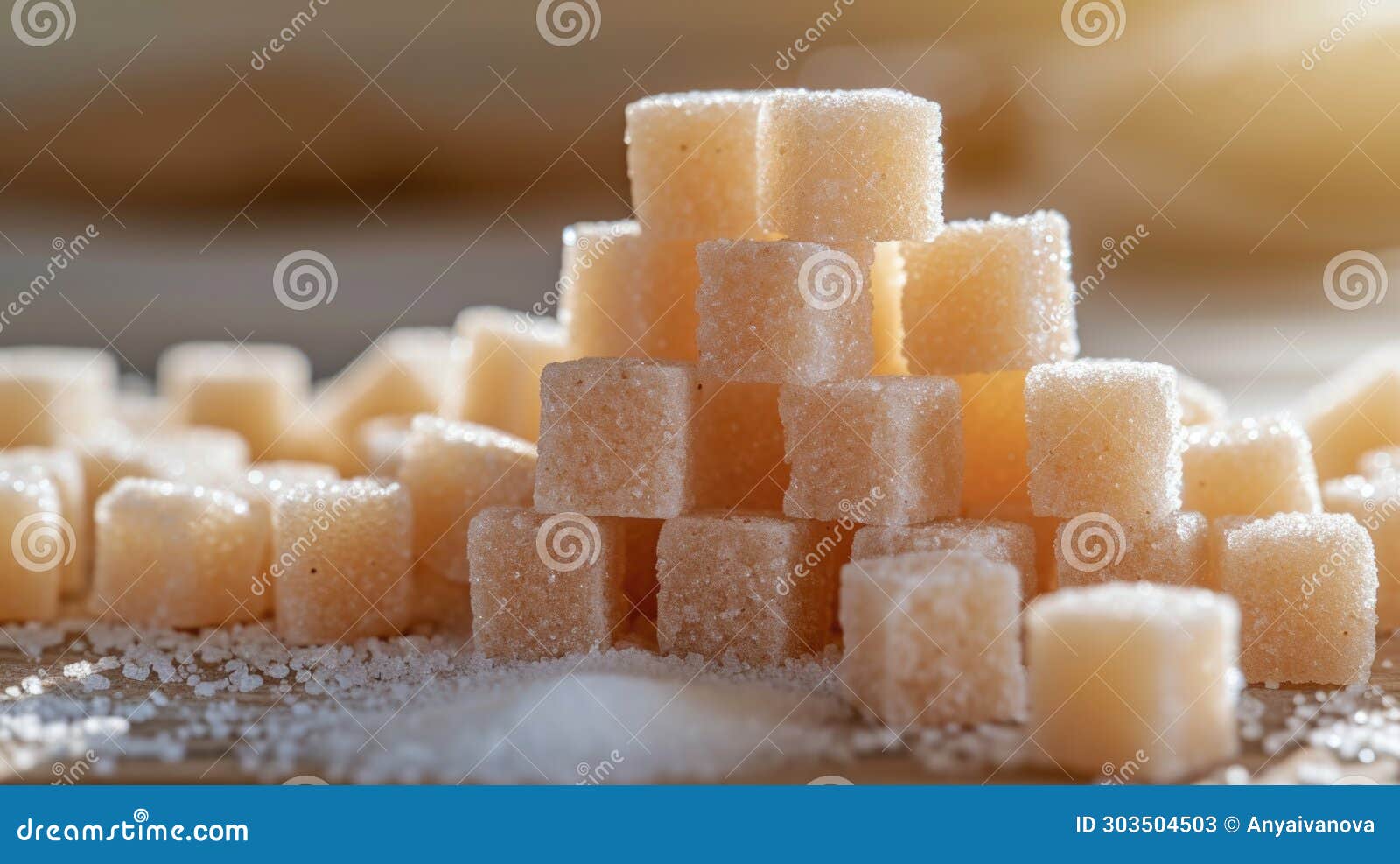 A Pile of Sugar Cubes Sitting on Top of a Table, Brown Sugar Lumps in a ...