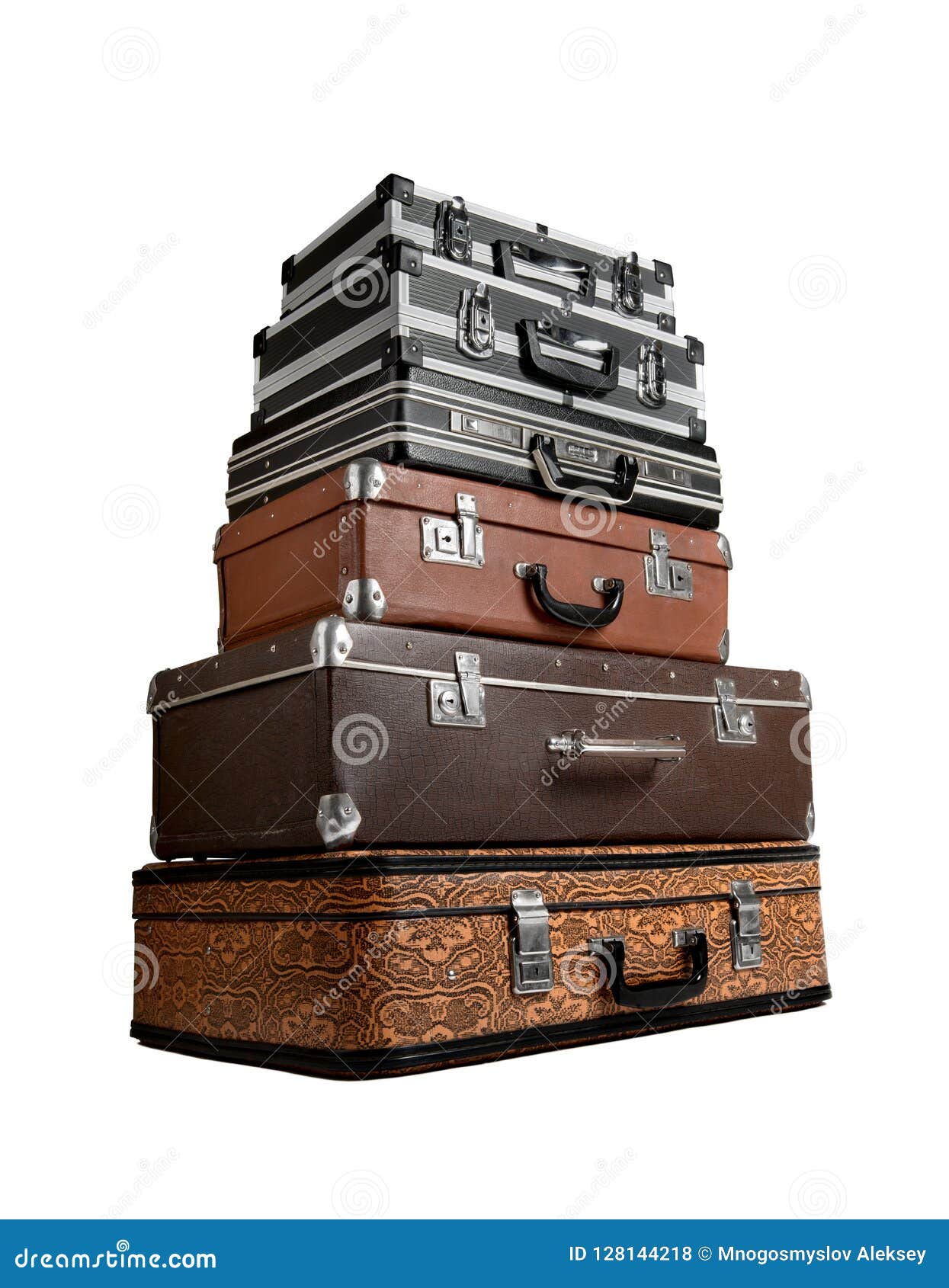 Pile of suitcase stock photo. Image of leather, case - 128144218