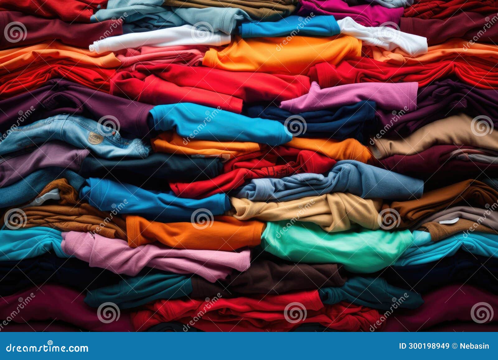 Pile of T-shirts As a Backdrop - Diverse Colors and Fabric Textures ...
