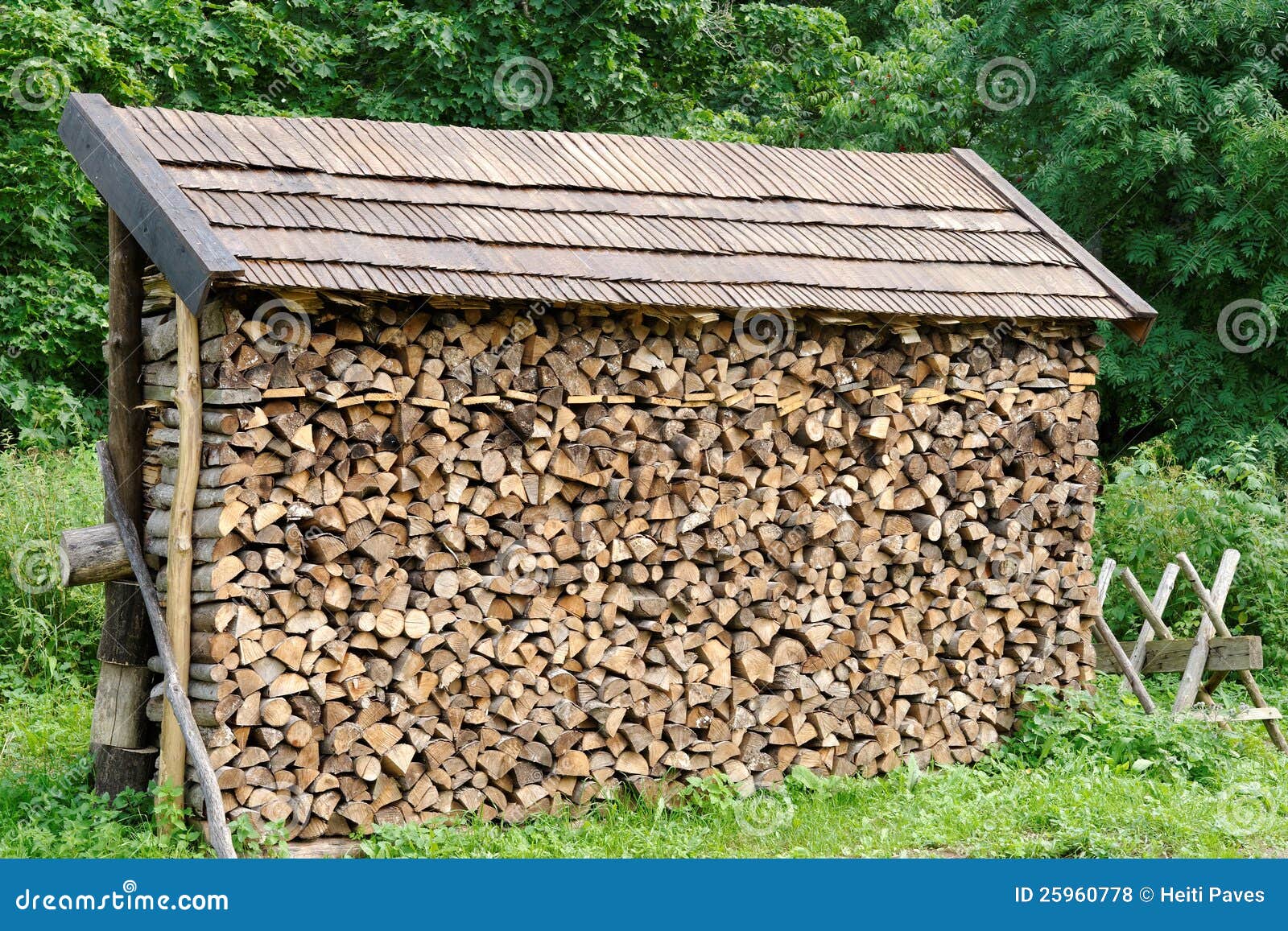 Pile with Tared Wooden Roof Stock Photo - Image of pile, billet: 25960778