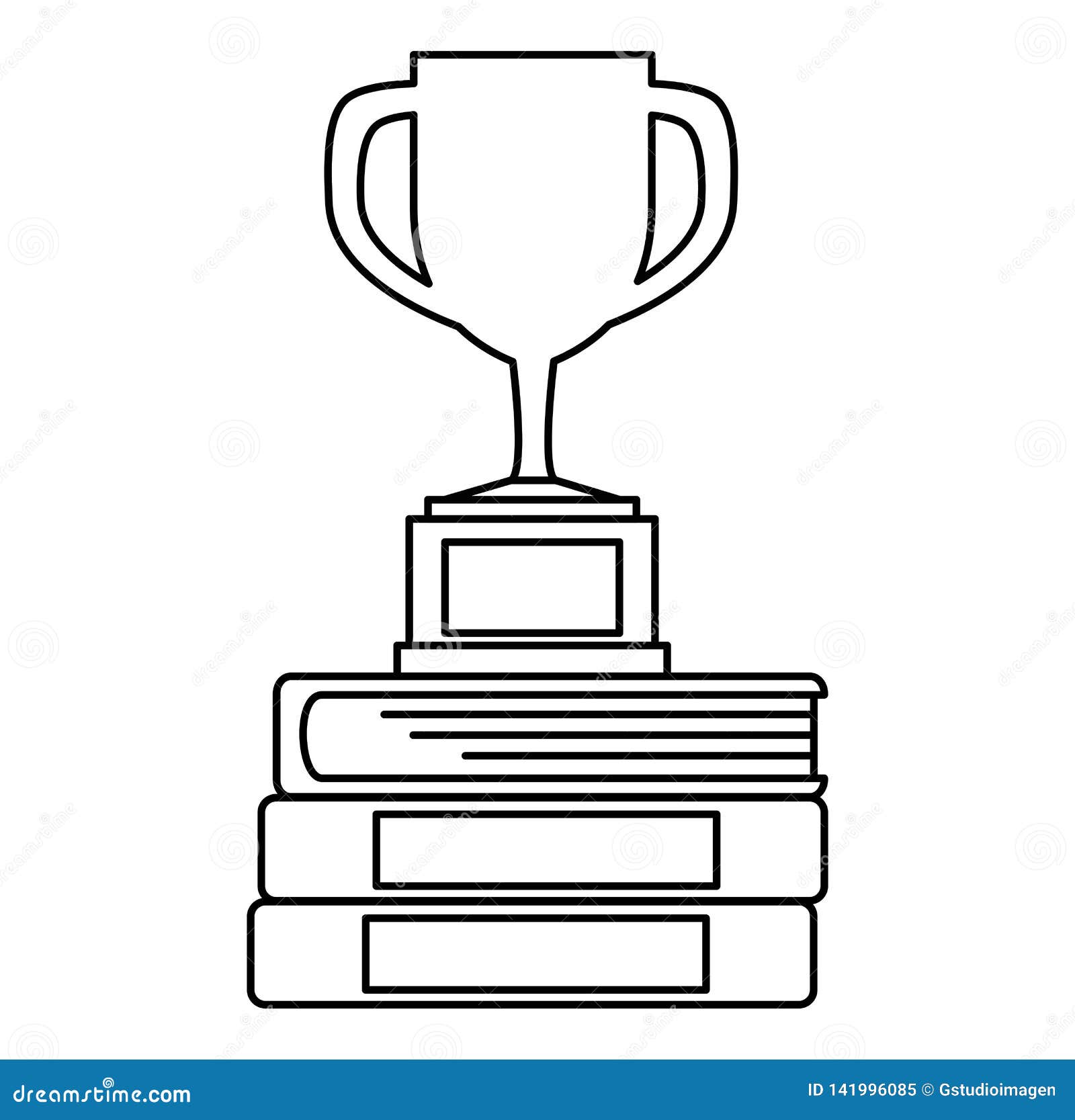 Pile Text Books with Trophy Cup Stock Vector - Illustration of book ...