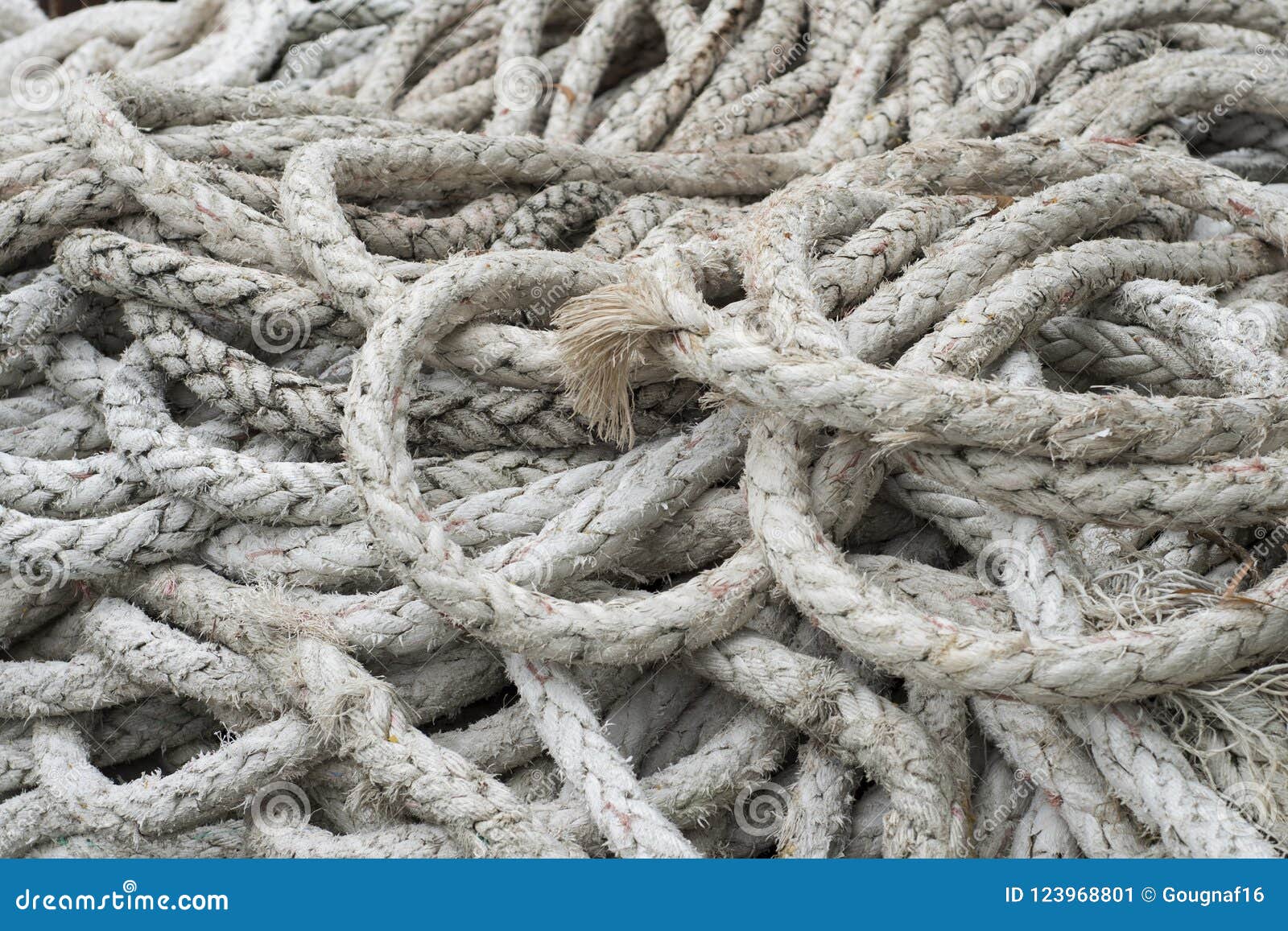 Pile of thick white ropes stock image. Image of string - 123968801