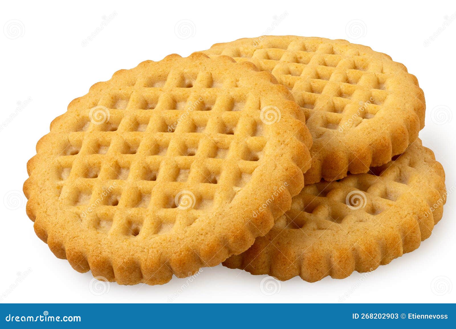 Pile of Three Plain Round Lattice Biscuits Isolated on White Stock ...