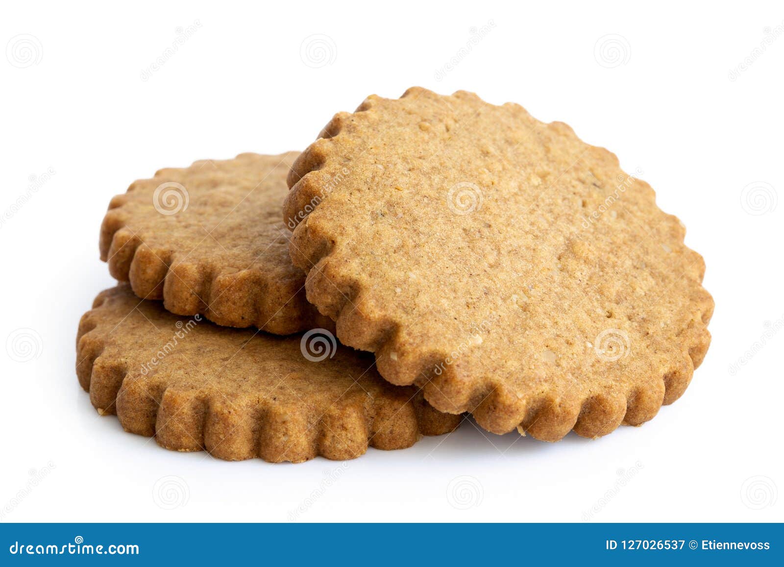 A Pile of Three Round Gingerbread Biscuits Isolated on White. Se Stock ...