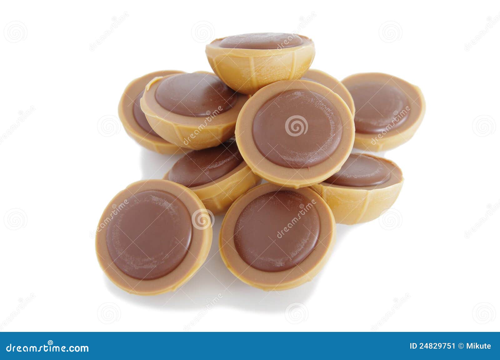A Pile of Toffee Chocolates on White Background Stock Image - Image of ...