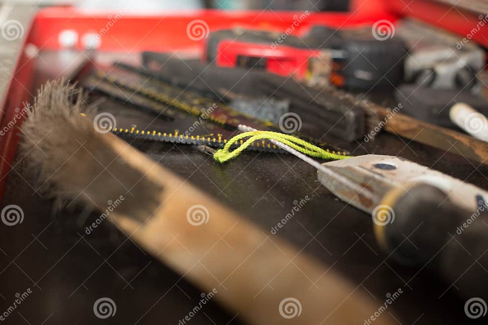 A pile of tools. stock photo. Image of construction - 128438396