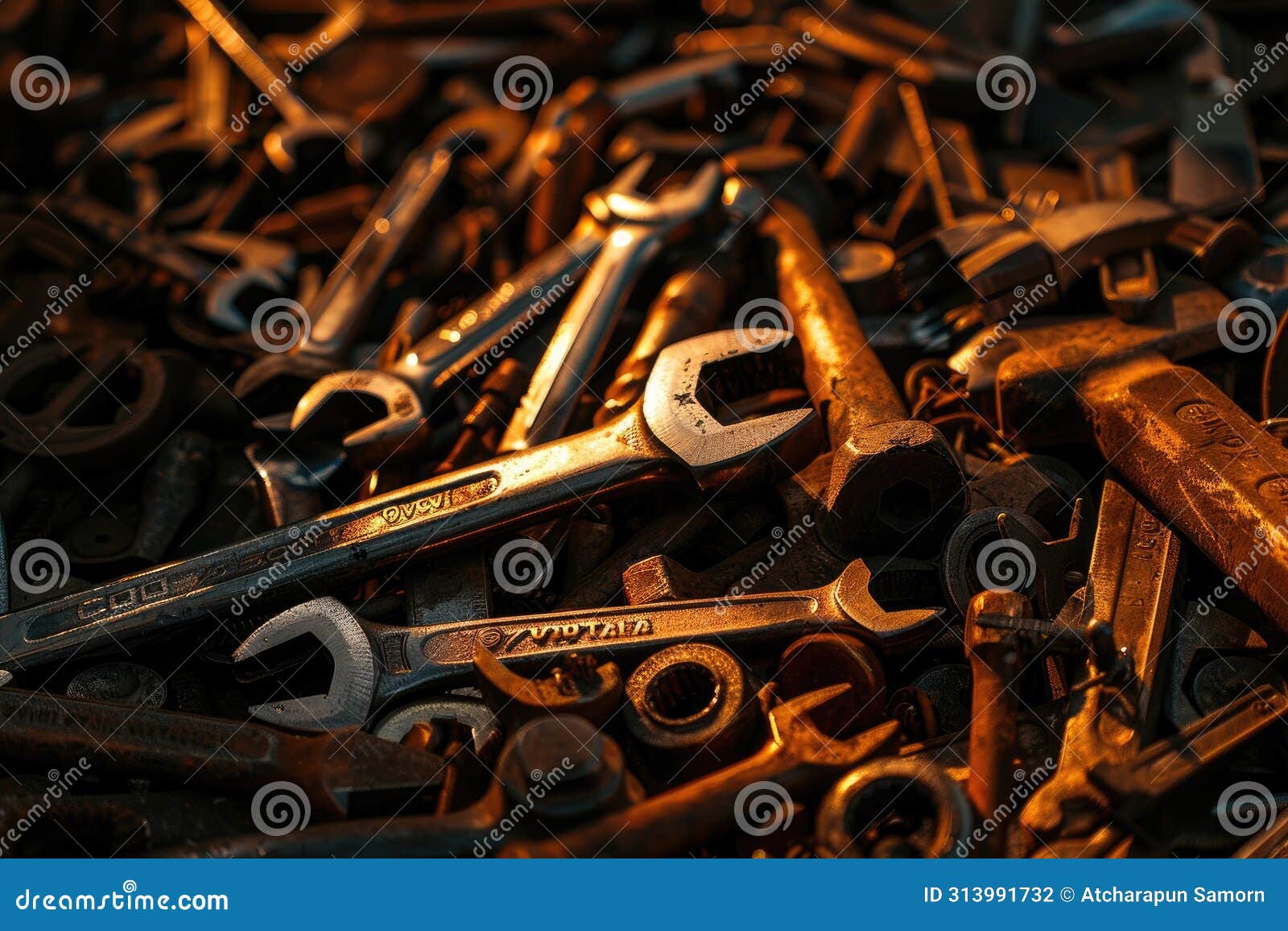 A Pile of Tools in Warm Light, Building and Measuring Tools, Generative ...