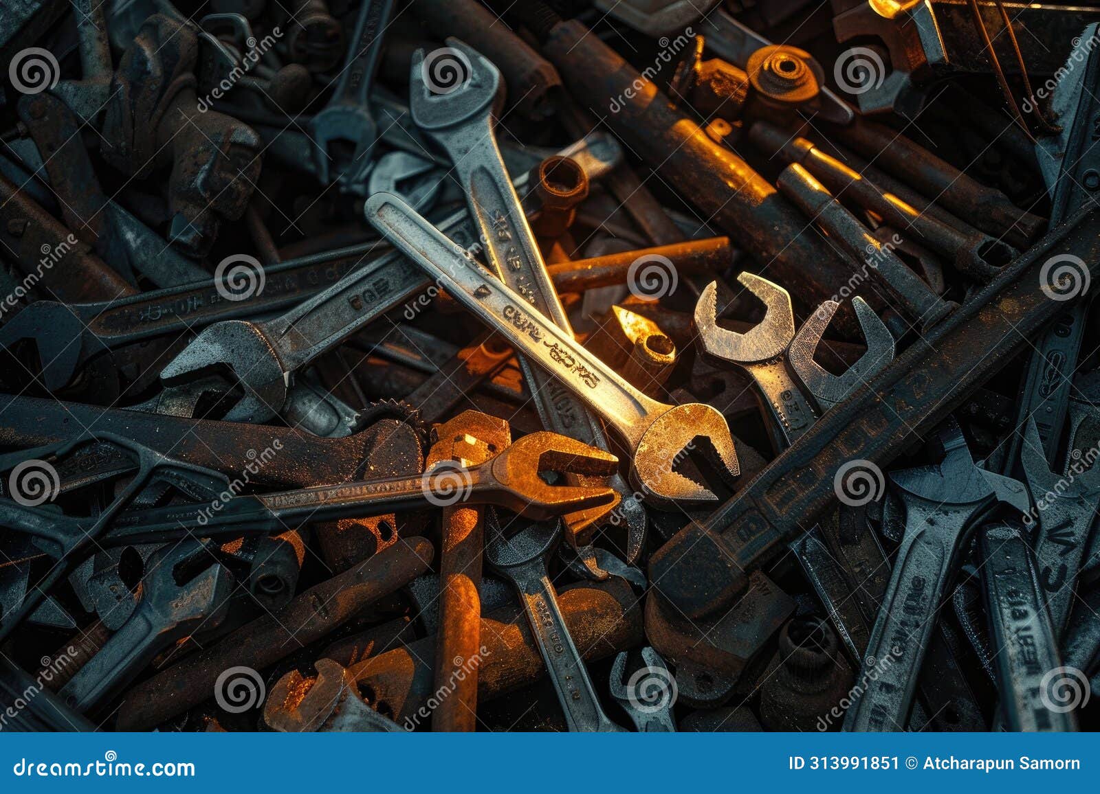 A Pile of Tools in Warm Light, Building and Measuring Tools, Generative ...