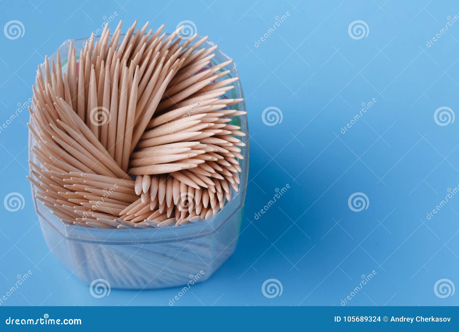 Pile of Tooth Stick in Jar on Blue Stock Photo - Image of wooden, pack ...