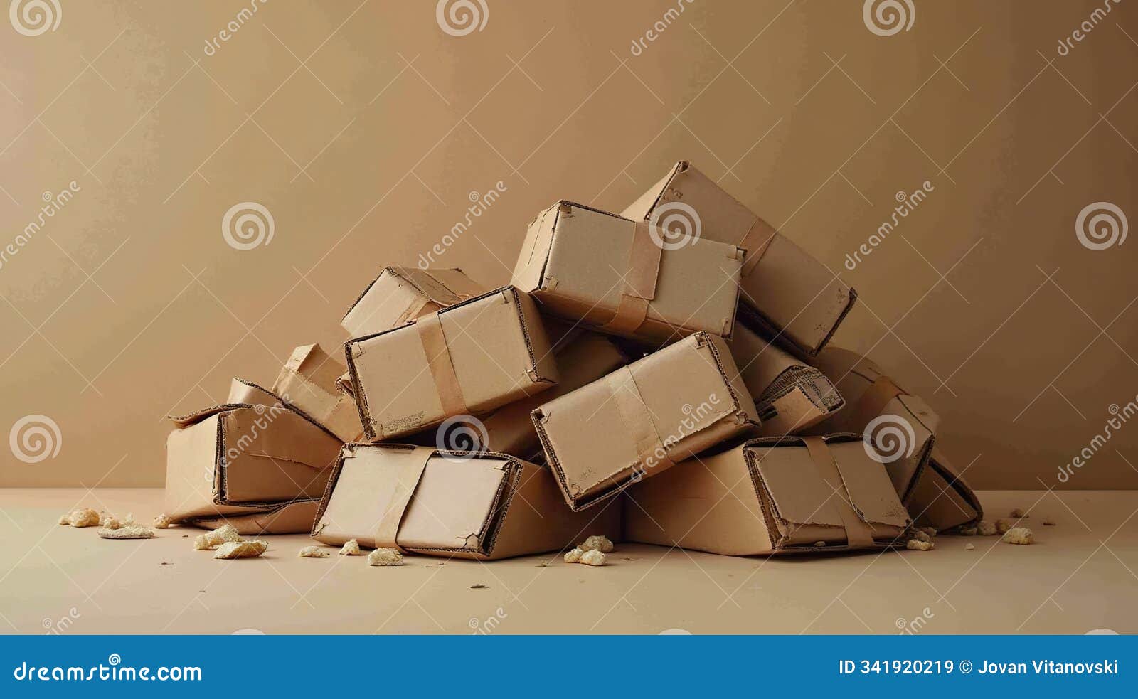 Pile of Torn Cardboard Boxes for Recycling and Reuse Stock Illustration ...