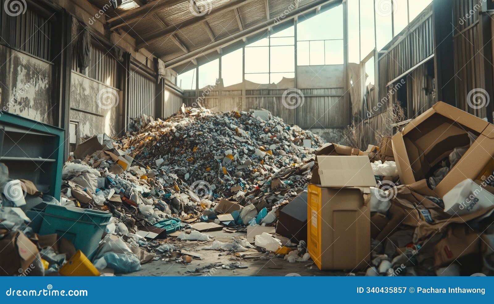 A Pile of Trash is in a Warehouse Stock Illustration - Illustration of ...