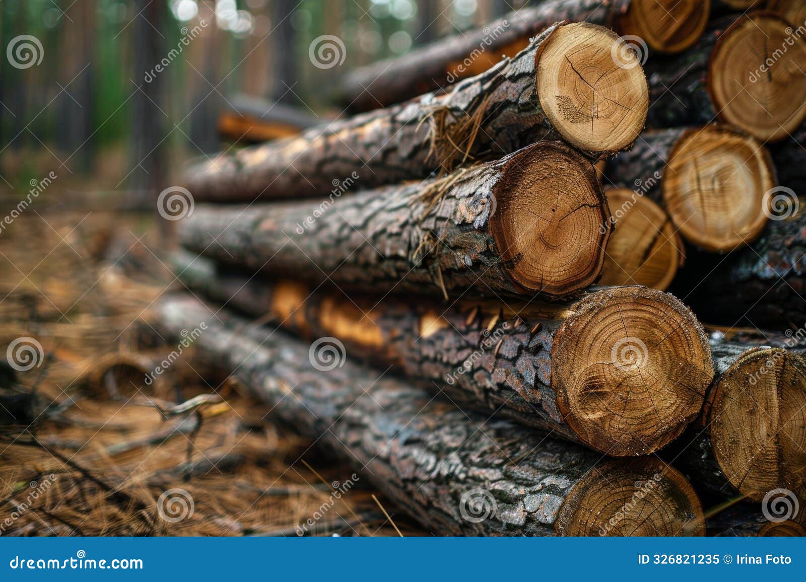Pile of Tree Trunks in the Forest, Ready for Transport Stock Image ...