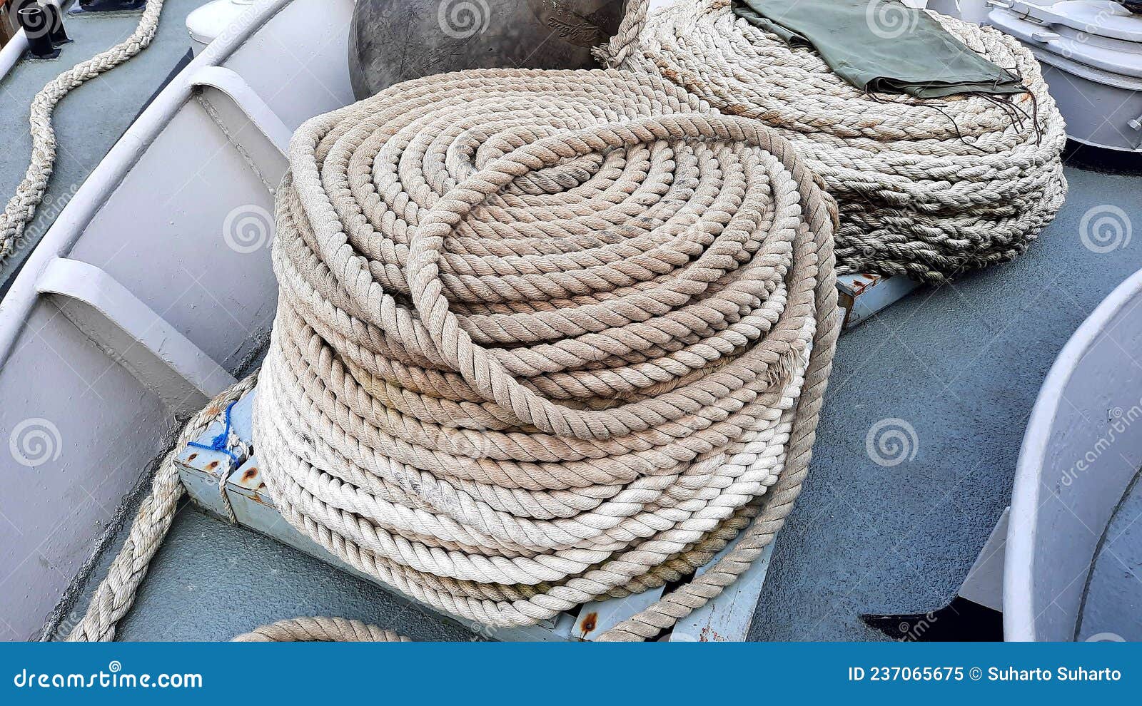 The Pile of Tros Ropes that are on the Deck of the Ship that the Ship ...