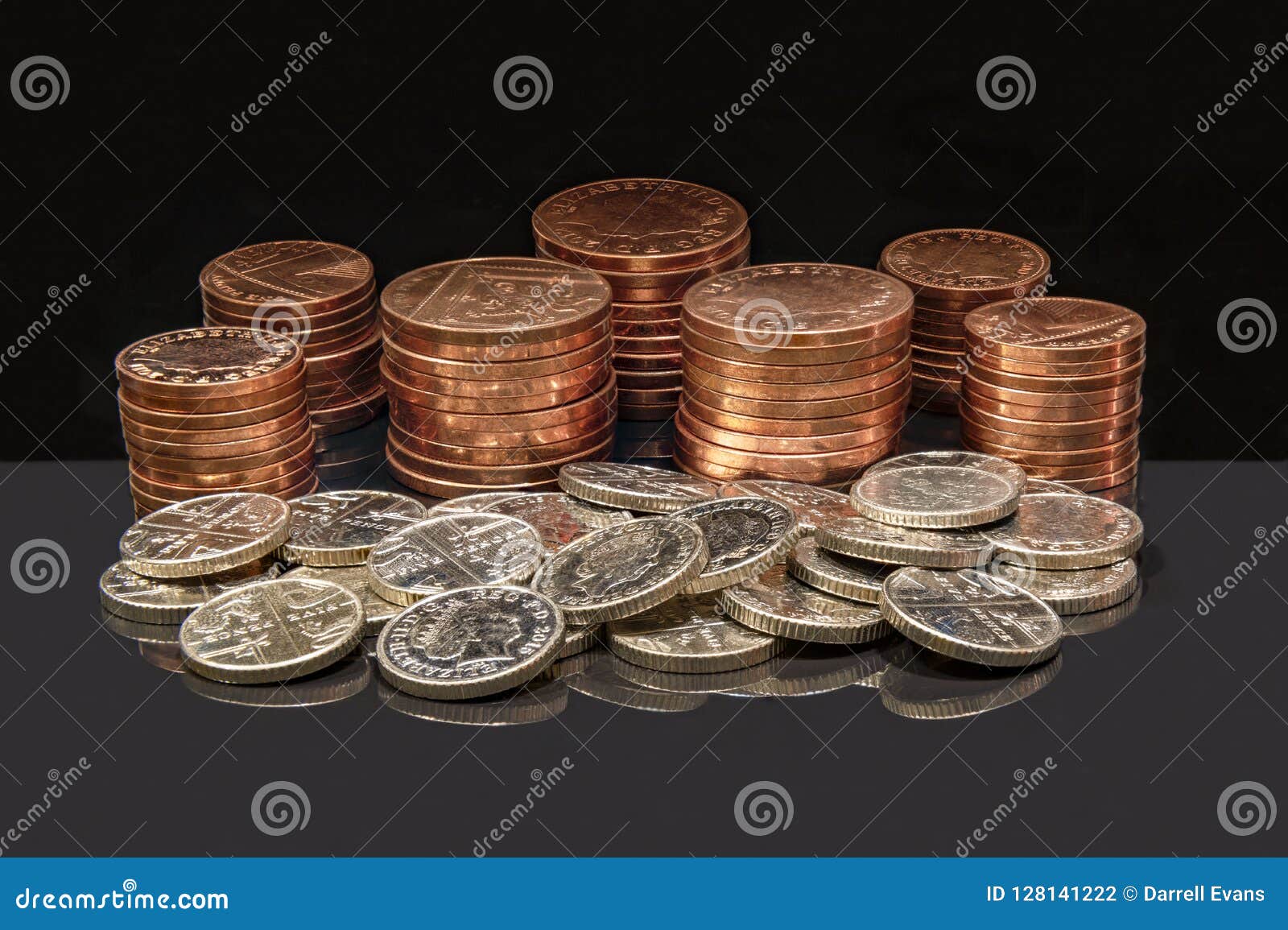Pile of UK coins stock photo. Image of change, closeup - 128141222
