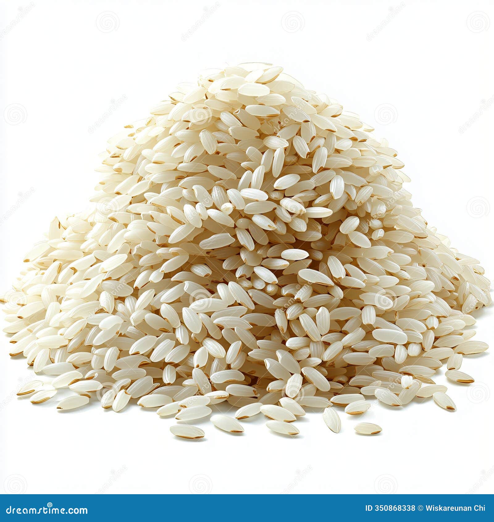 Pile of Uncooked Rice Grains on White Background AI Generated. Stock ...