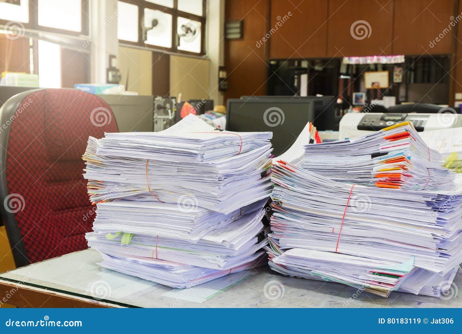 Pile Of Unfinished Documents On Office Desk, Stock Photo ...