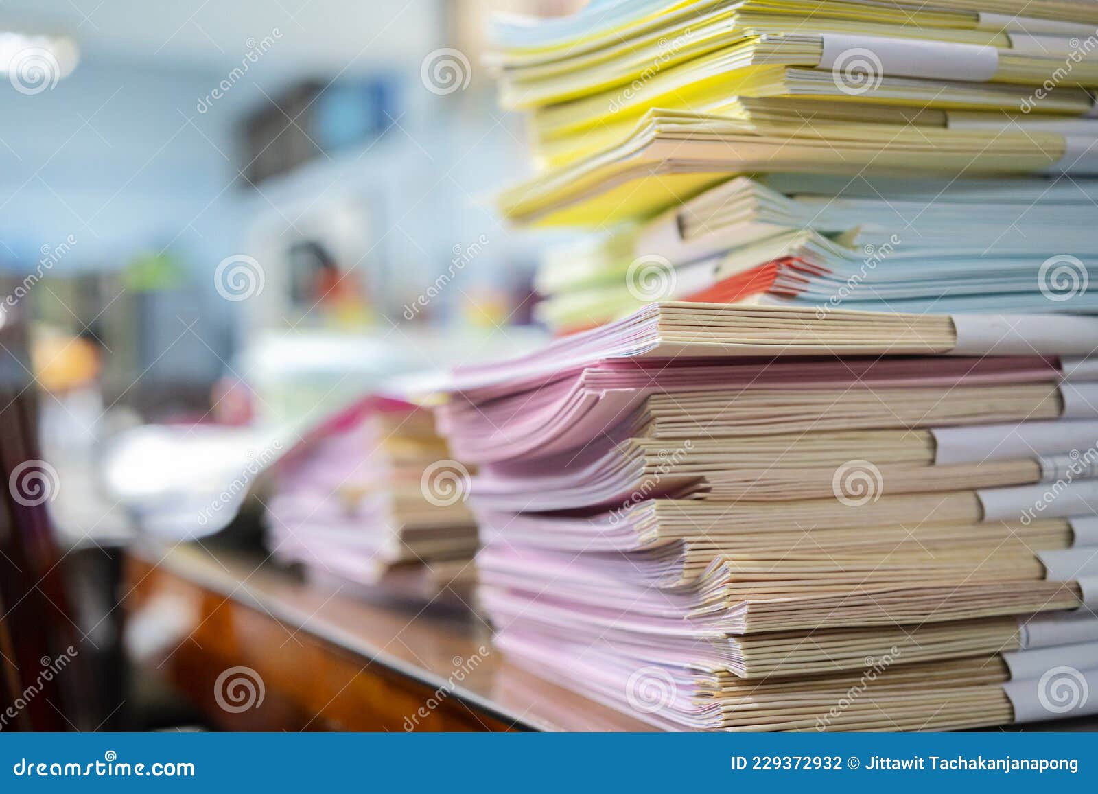 Pile of Unfinished Documents on Office Desk Stock Photo - Image of copy ...