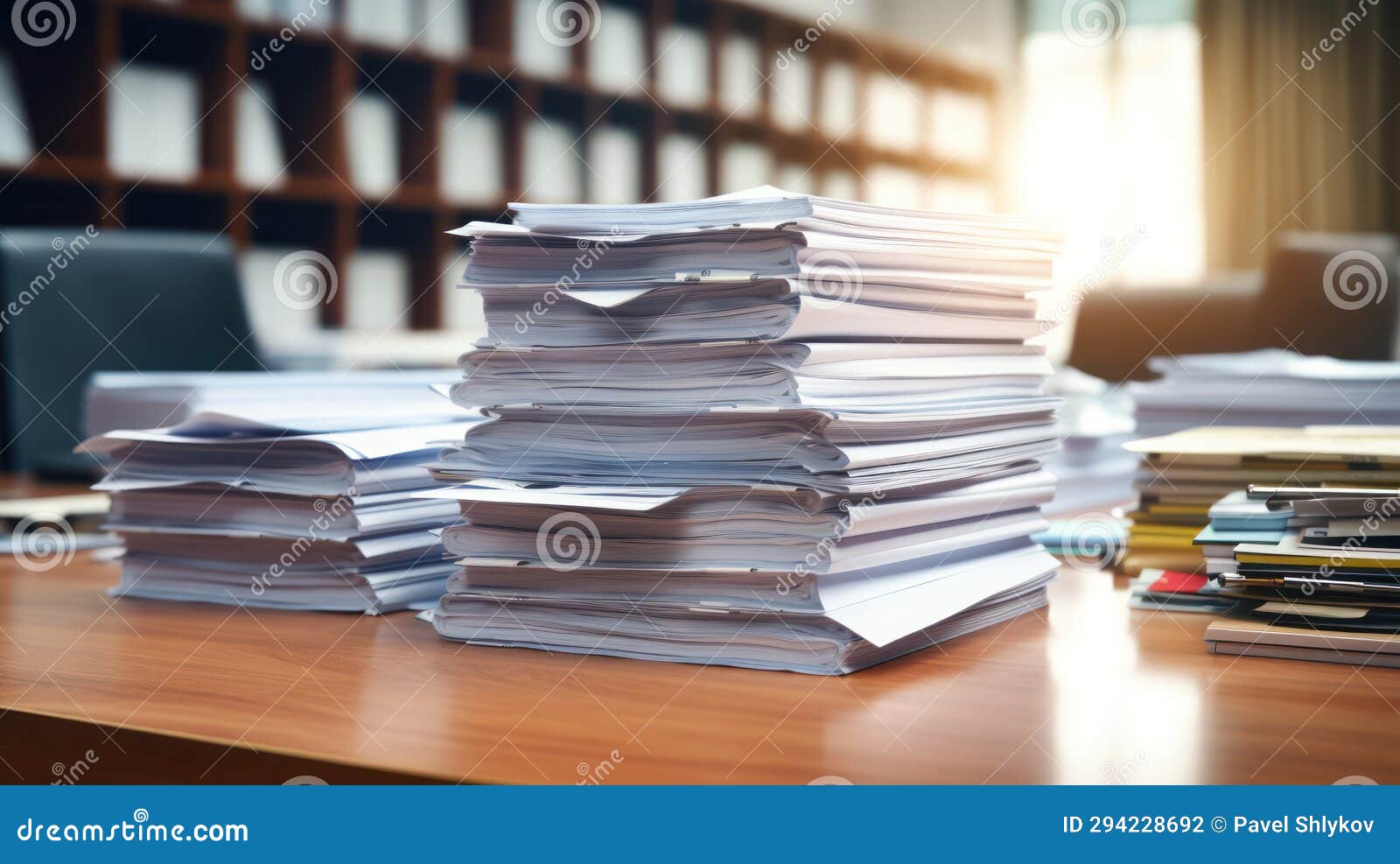 Pile of Unfinished Documents on Office Desk, Stack of Business Paper ...
