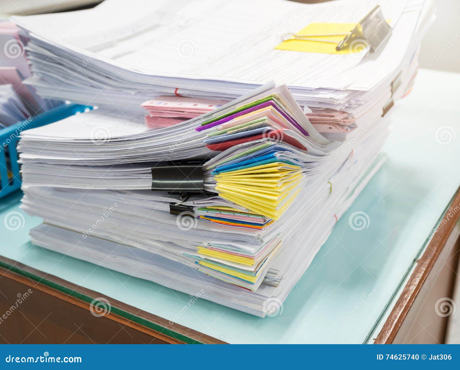 Pile of Unfinished Documents on Office Desk Stock Photo - Image of ...