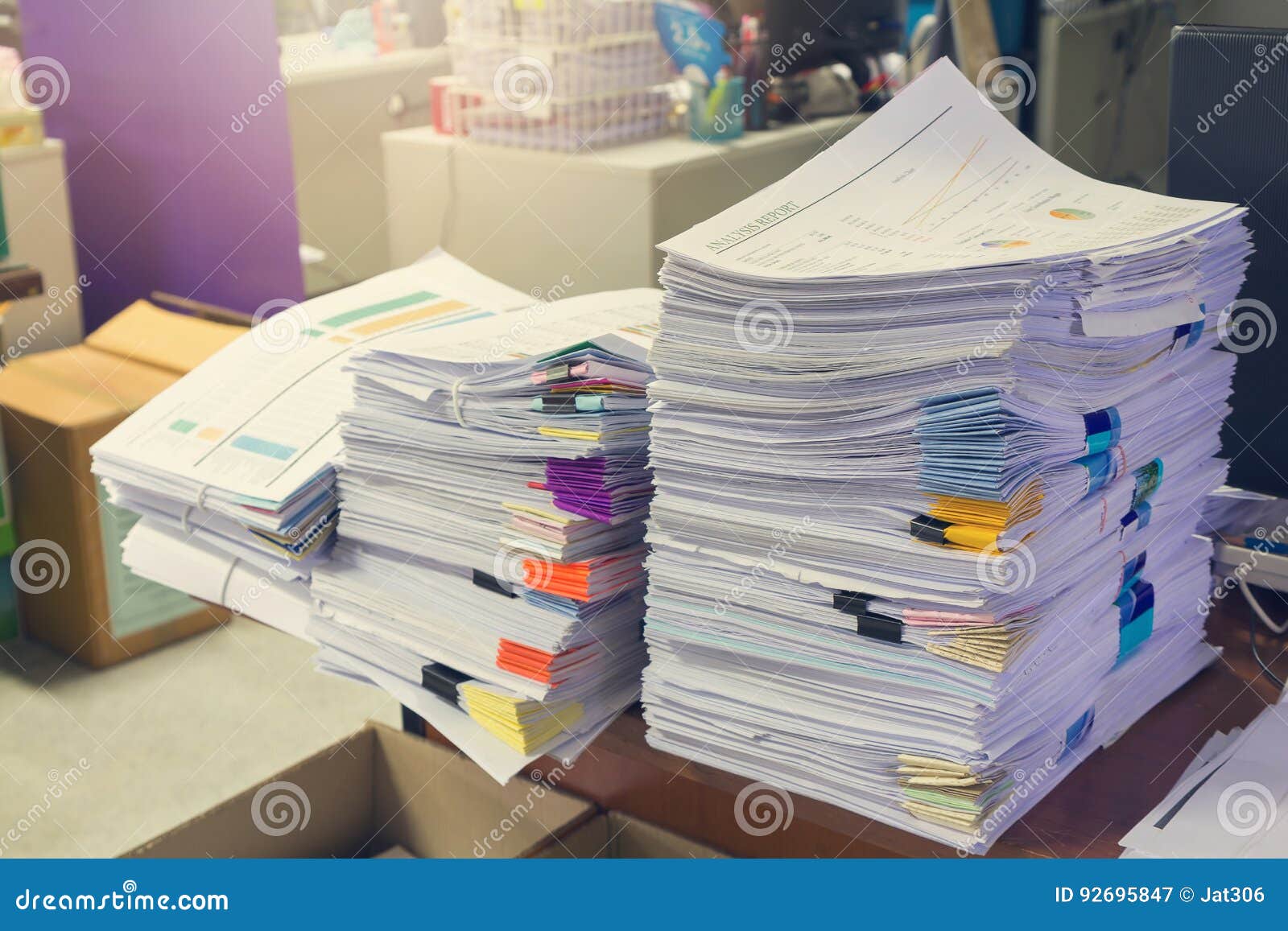 Pile of Unfinished Documents on Office Desk Stock Image - Image of ...