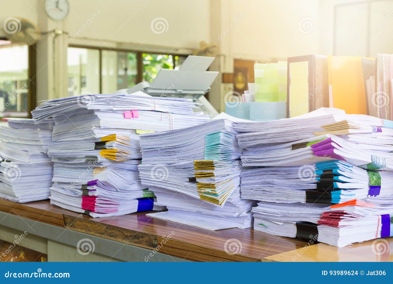 Pile of Unfinished Documents on Office Desk Stock Photo - Image of mess ...