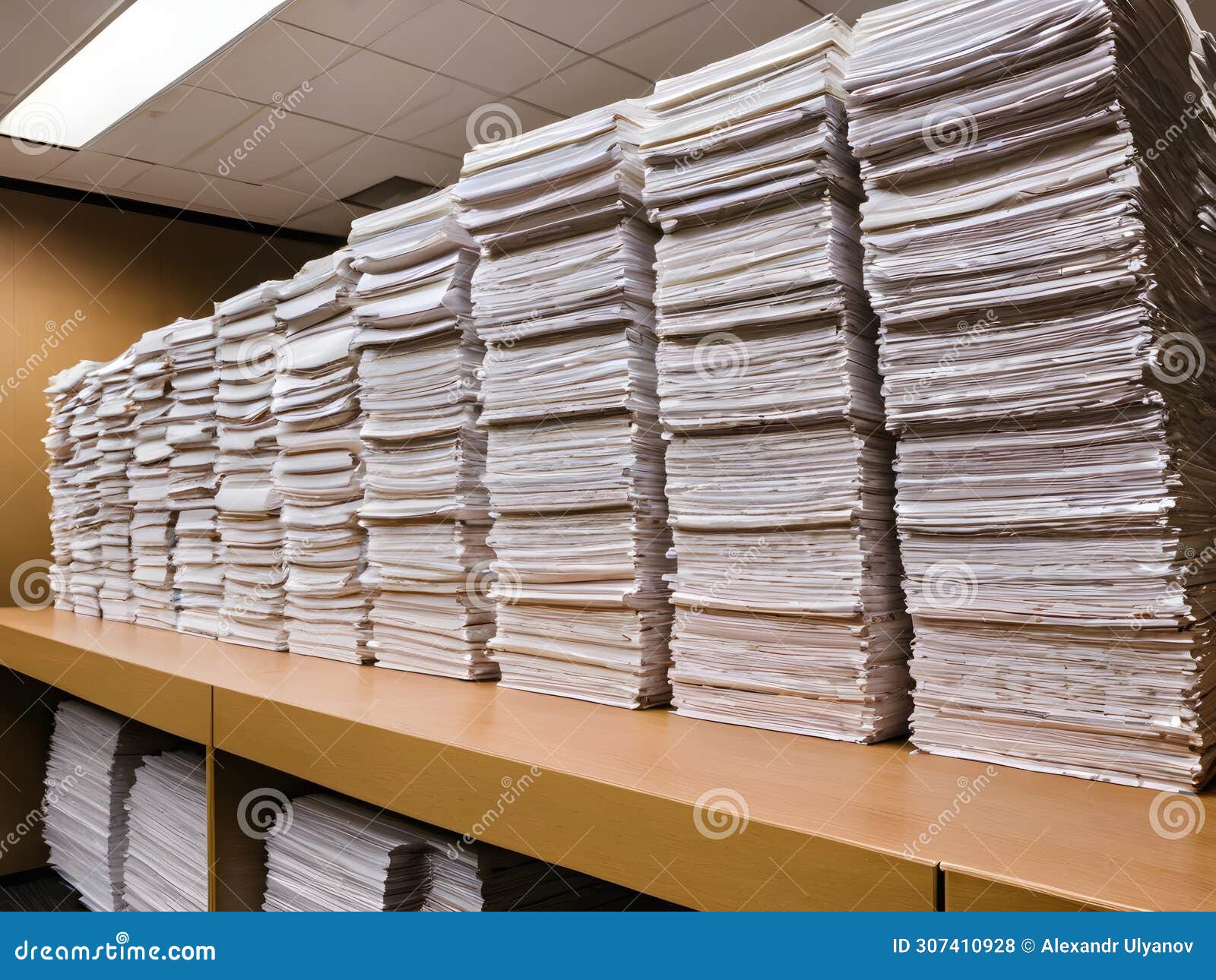 Pile of Unfinished Documents on Office Desk, Stack of Business Paper ...