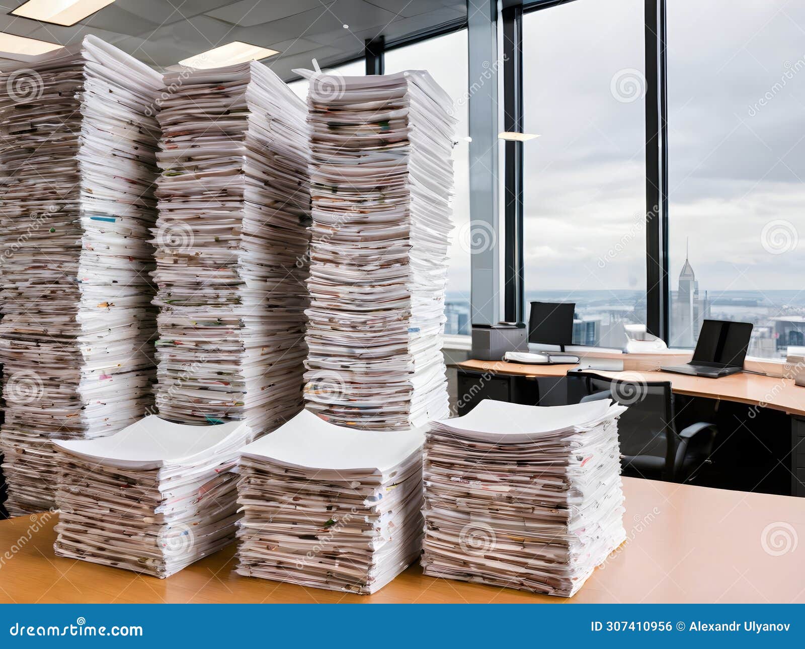 Pile of Unfinished Documents on Office Desk, Stack of Business Paper ...