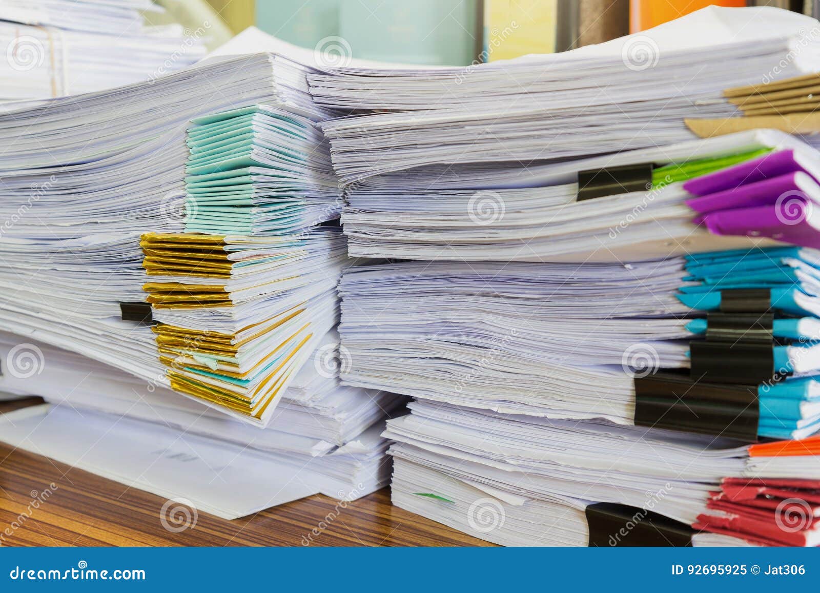 Pile of Unfinished Documents on Office Desk Stock Image - Image of ...