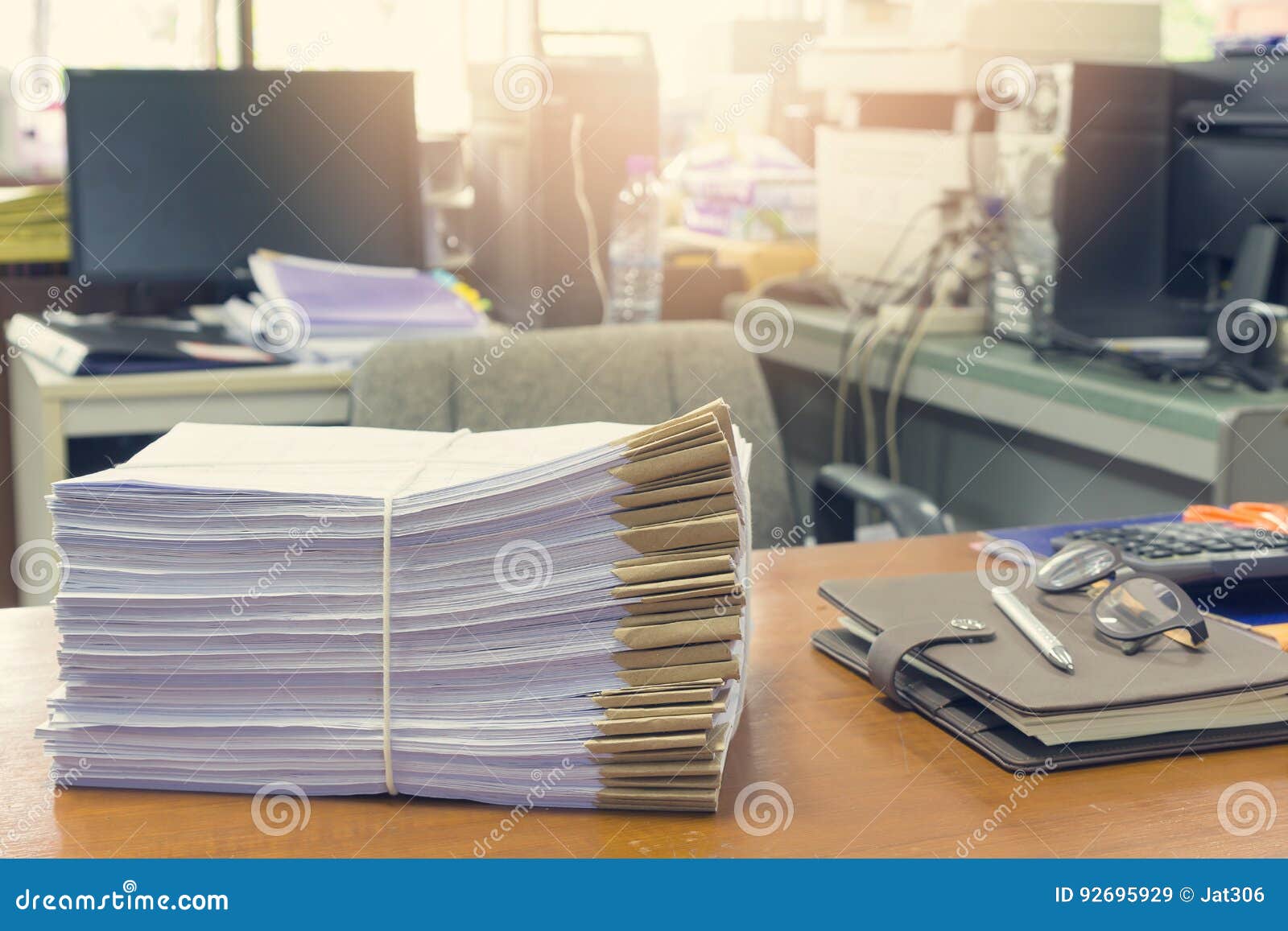 Pile of Unfinished Documents on Office Desk Stock Image - Image of ...