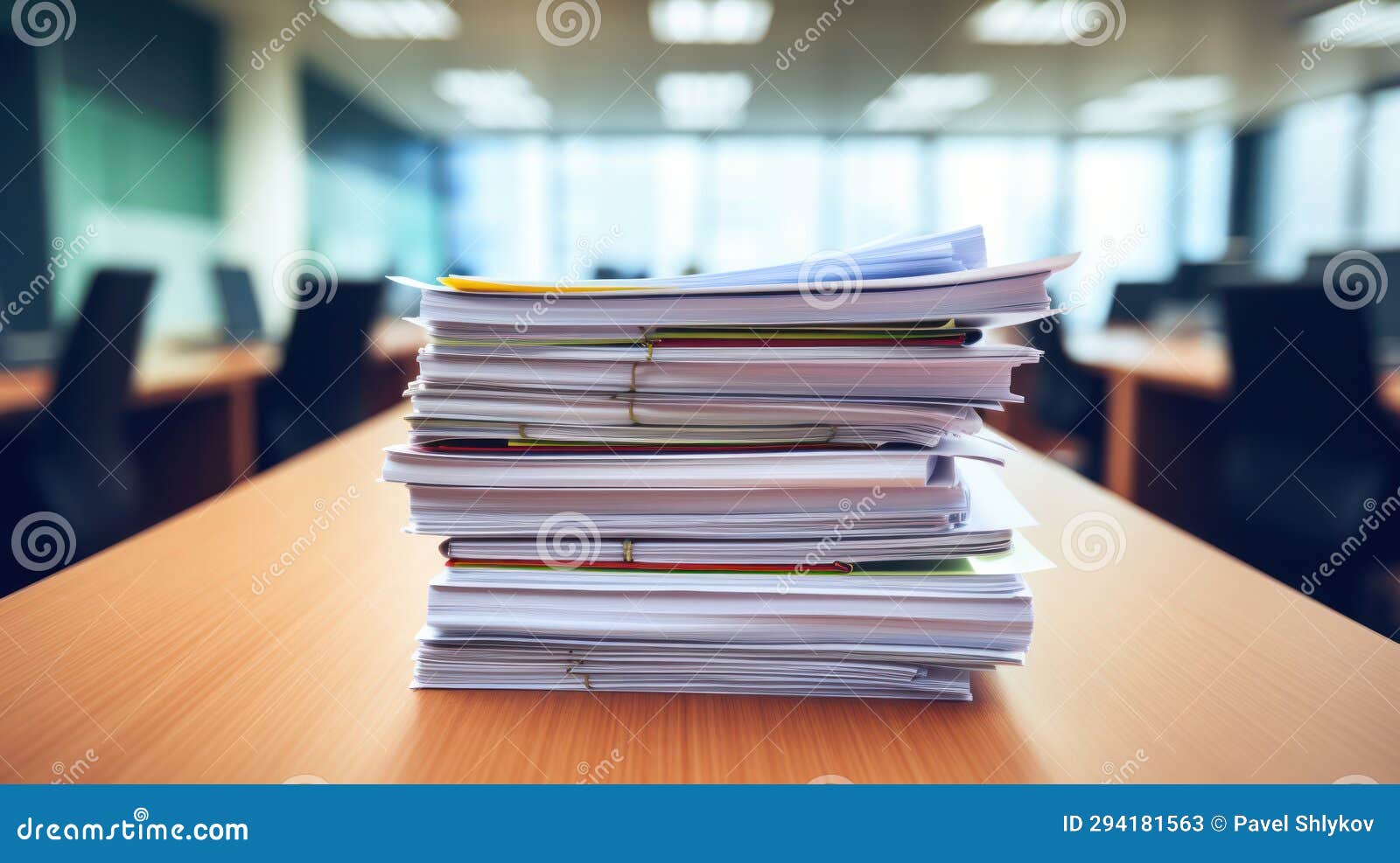 Pile of Unfinished Documents on Office Desk, Stack of Business Paper ...