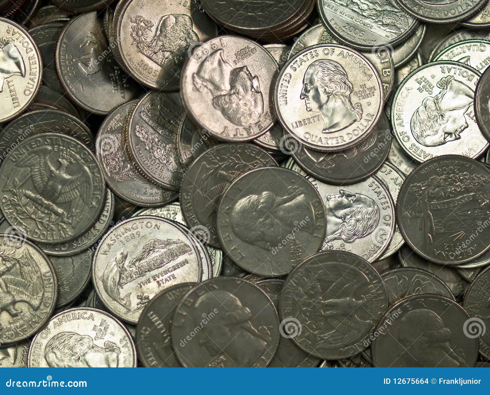 Pile of United States Coins Silver Stock Photo - Image of macro, credit ...