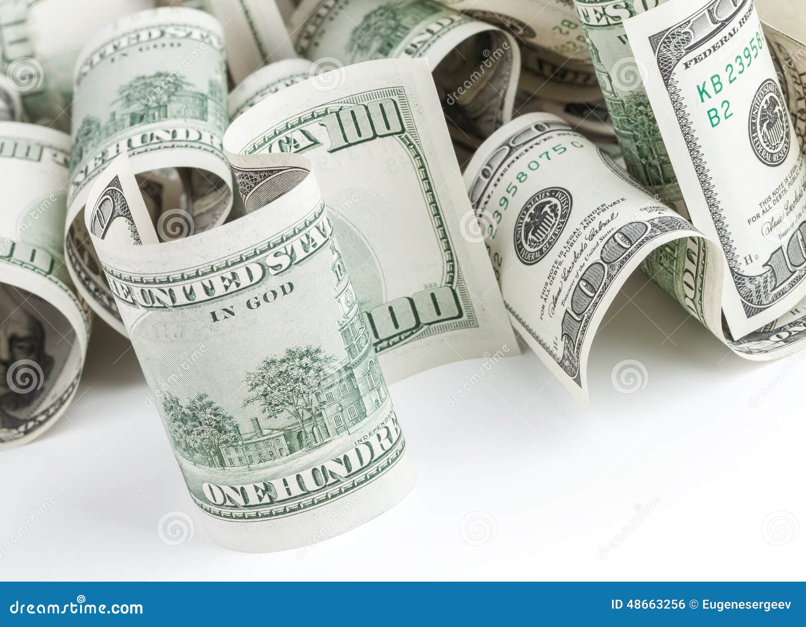 Pile of United States Dollars USD on White Stock Photo - Image of bank ...