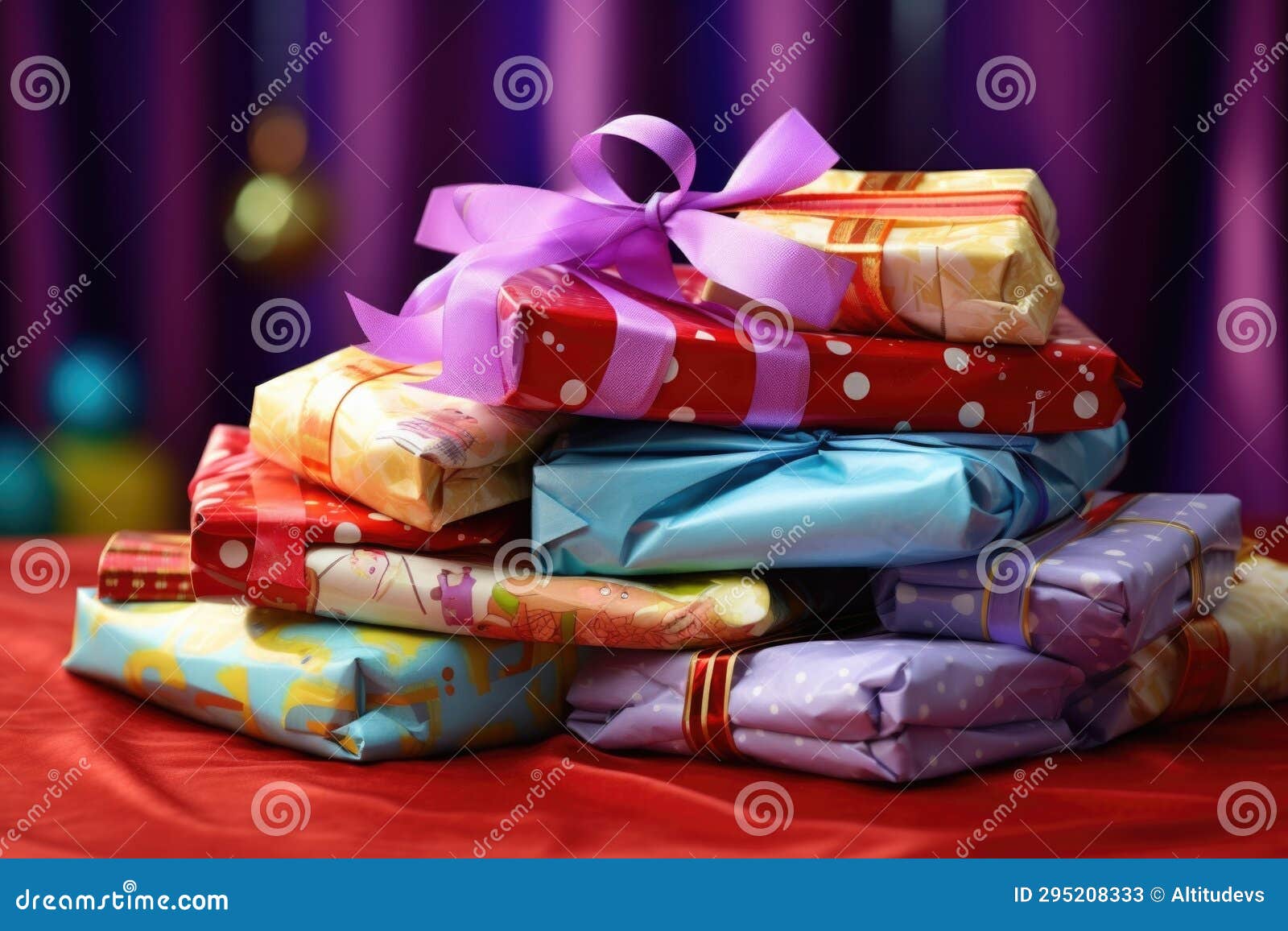 A Pile of Unopened Gift-wrapped Presents for the Baby Stock Image ...