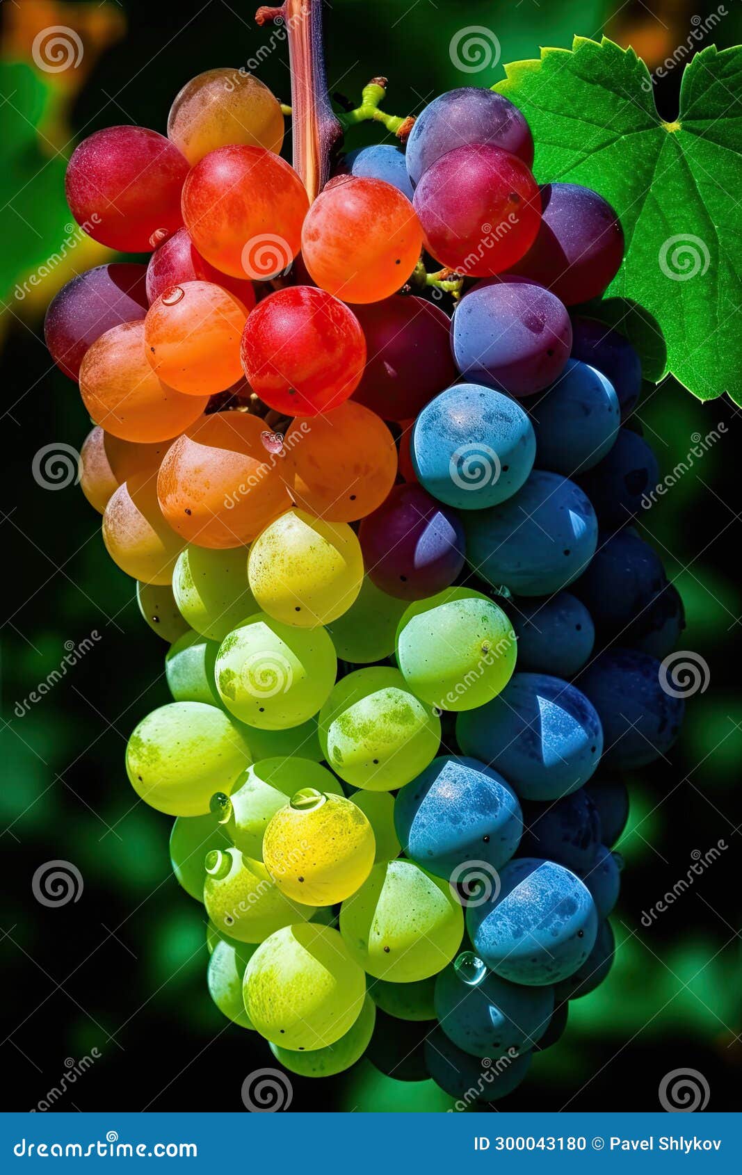 Pile of Unreal Color Grapes Varieties on Branch. Stock Photo - Image of ...