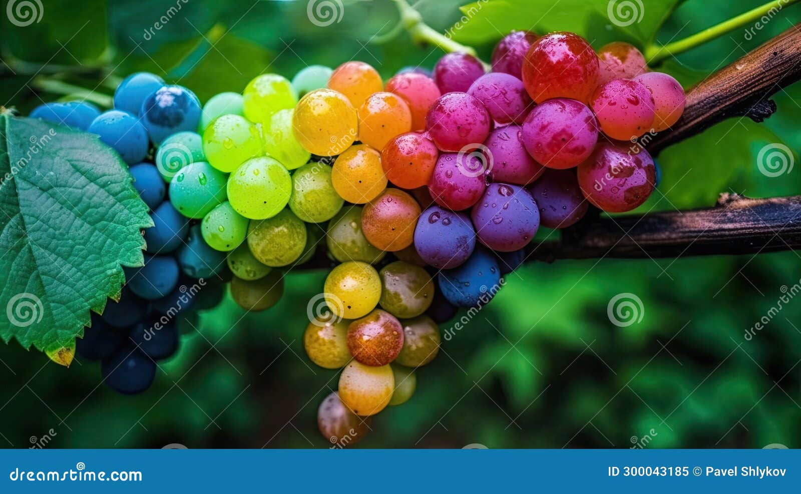 Pile of Unreal Color Grapes Varieties on Branch. Stock Image - Image of ...