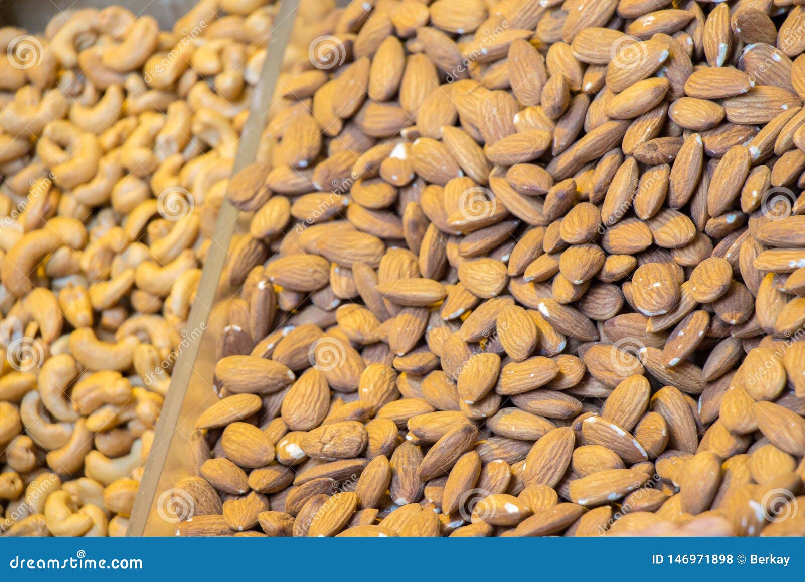 Pile of Unshelled Almonds on Display Stock Photo - Image of group ...