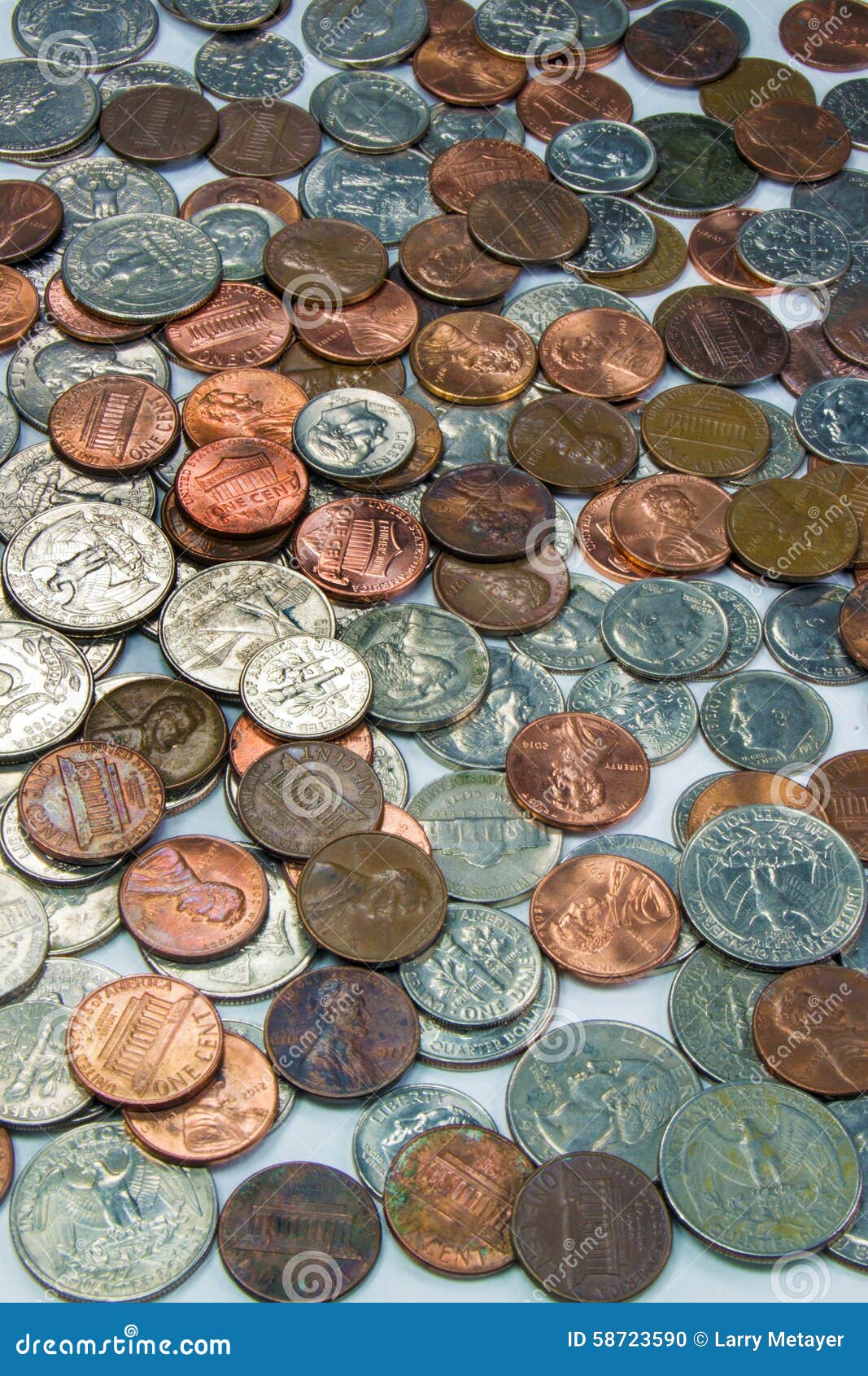Pile of US Coins stock photo. Image of dimes, collection - 58723590