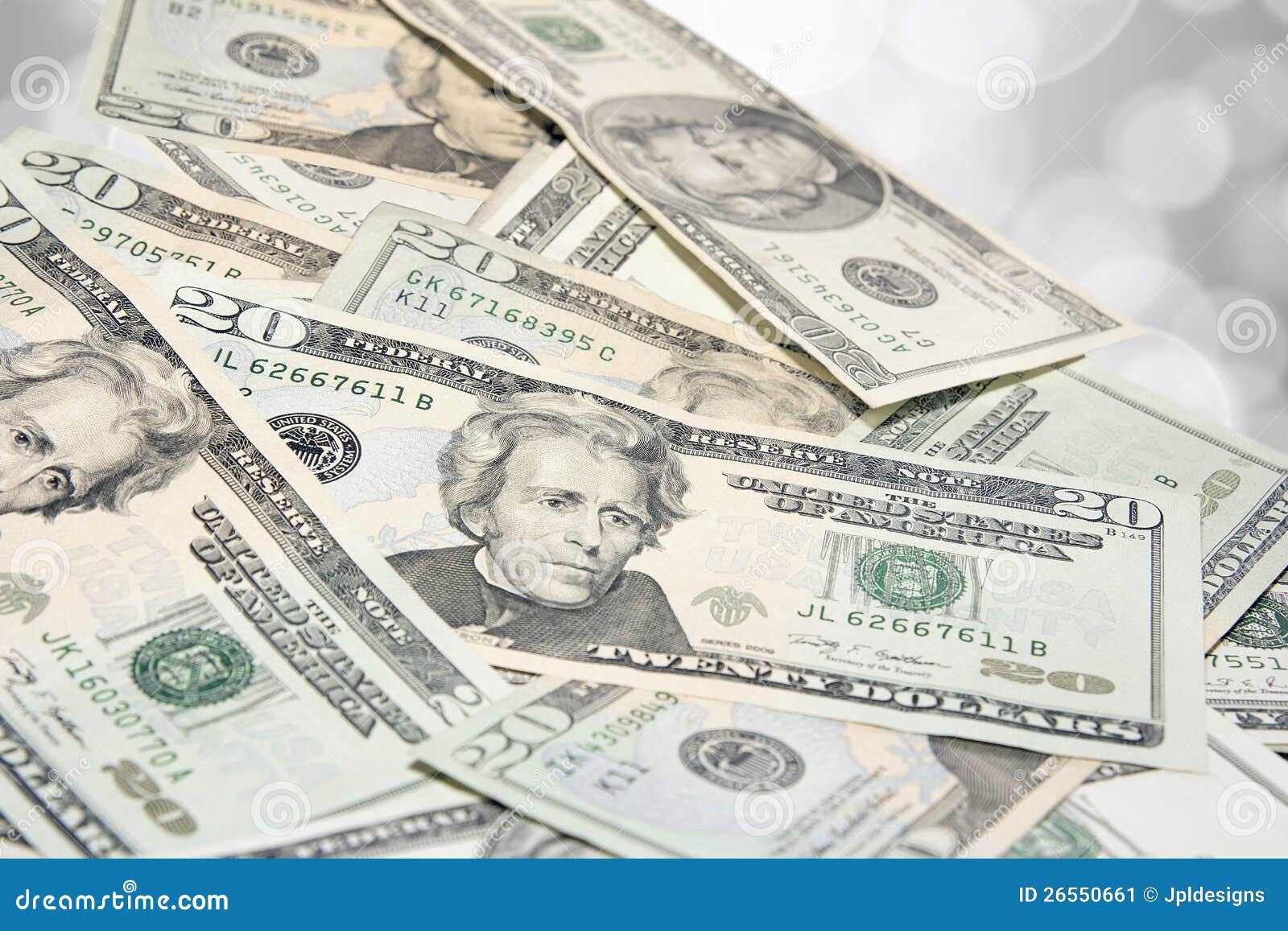 Pile of US Twenty Dollar Bills Stock Image - Image of loss, president ...