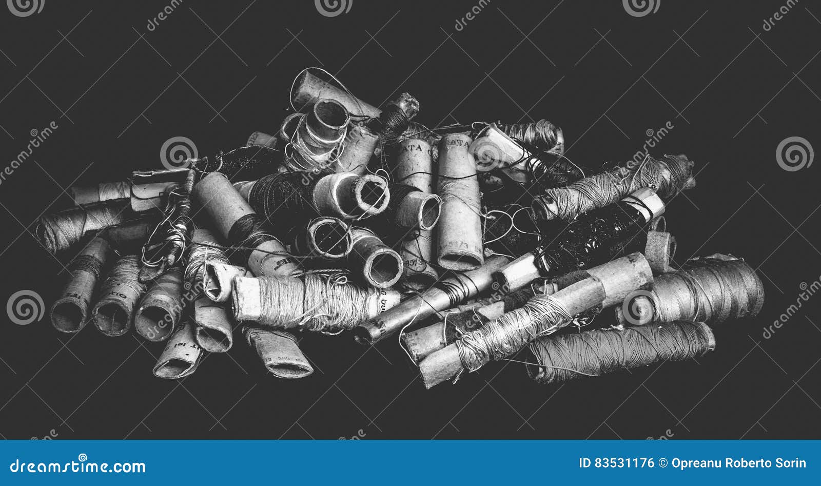 Pile of Used Spools of Thread Tailoring Stock Photo - Image of ...