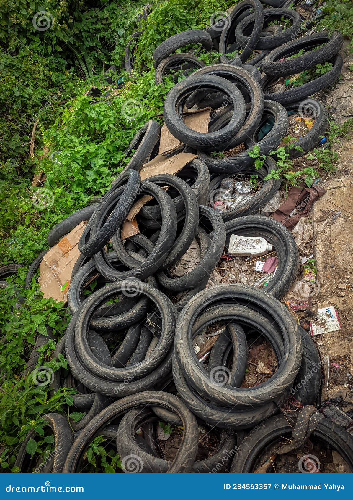 Pile of Used Tires on the Roadside Stock Image - Image of used, pile ...