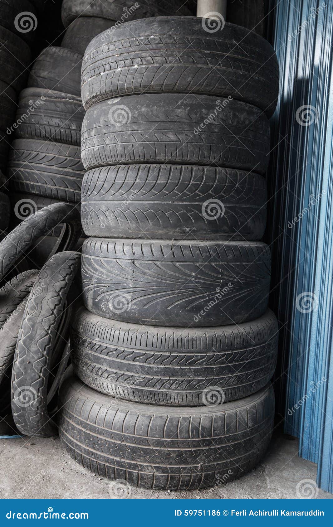 Pile of Used Tires and Wheels Stock Photo - Image of rubber, black ...