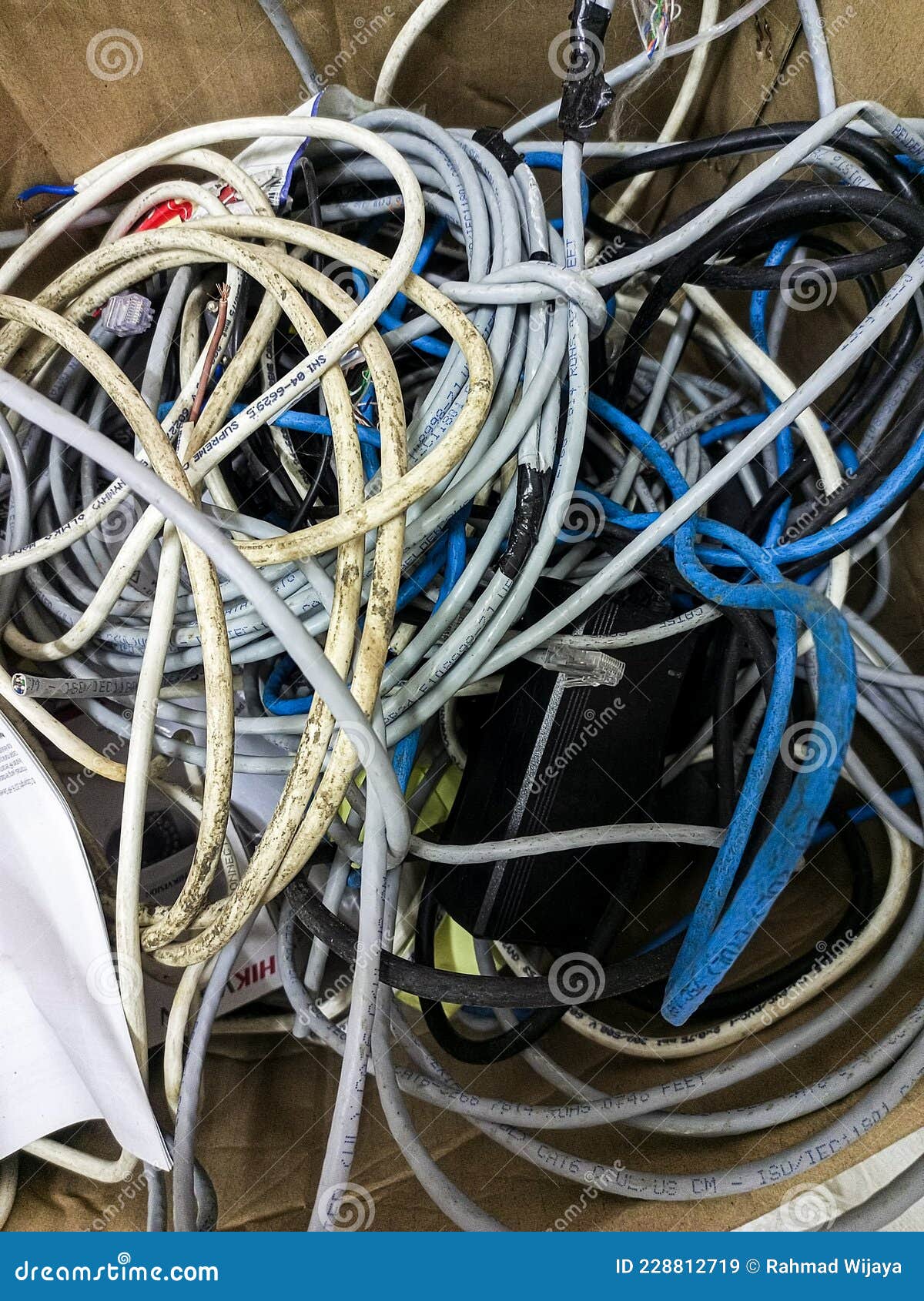 Pile of Uset Internet Cables in a Box Stock Image - Image of glass ...