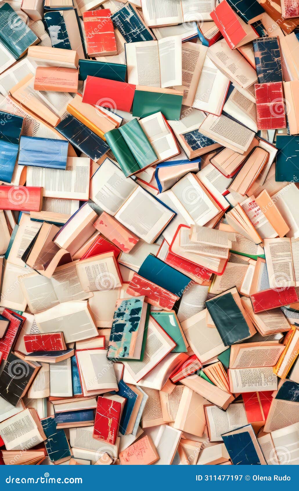 Pile of Various Books in Disarray Captured from Above Stock ...