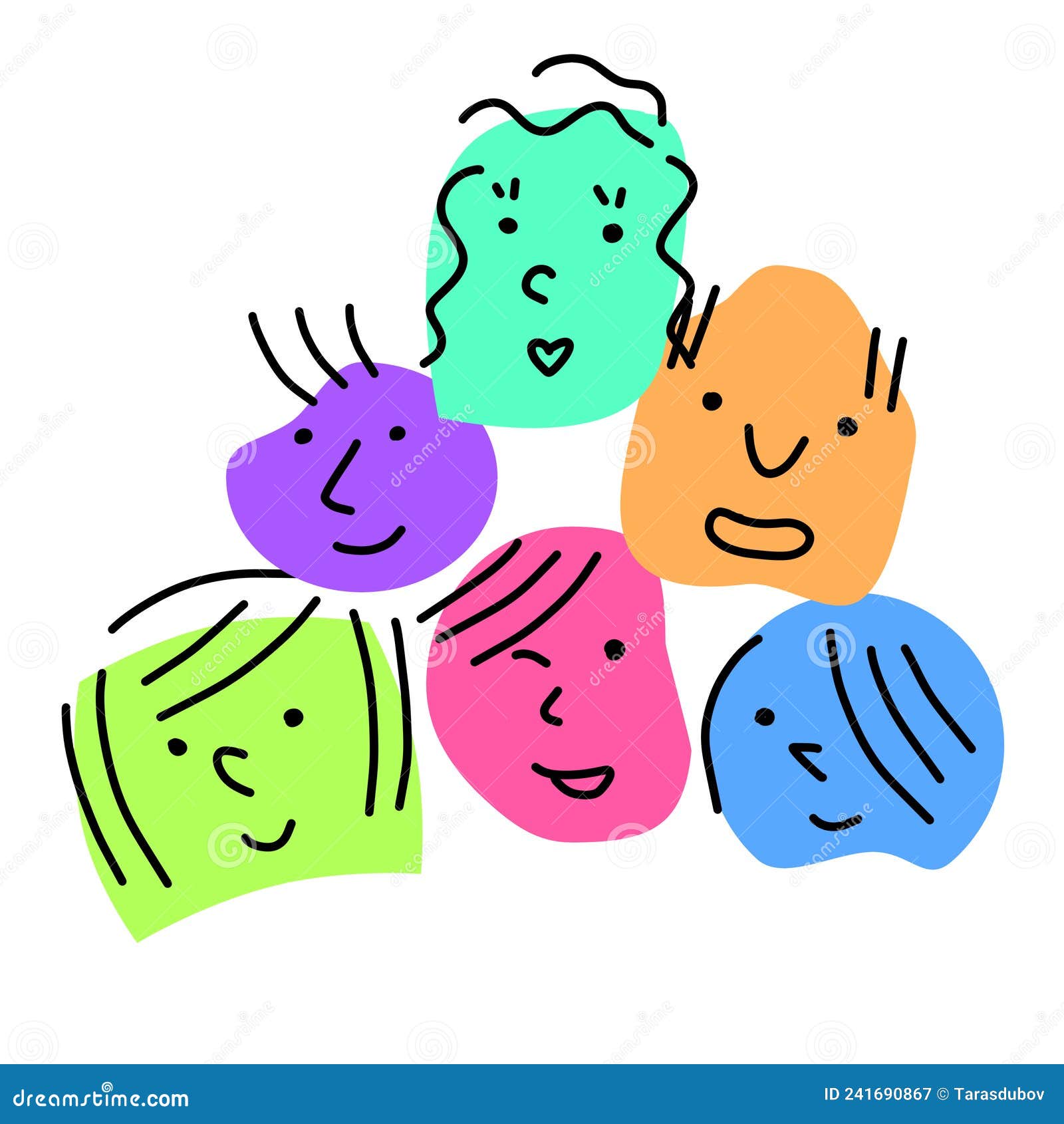 Pile of Various Bright Basic Geometric Figures with Face Emotions ...