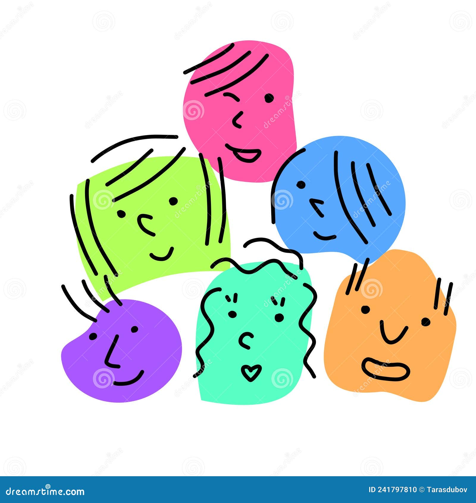 Pile of Various Bright Basic Geometric Figures with Face Emotions ...