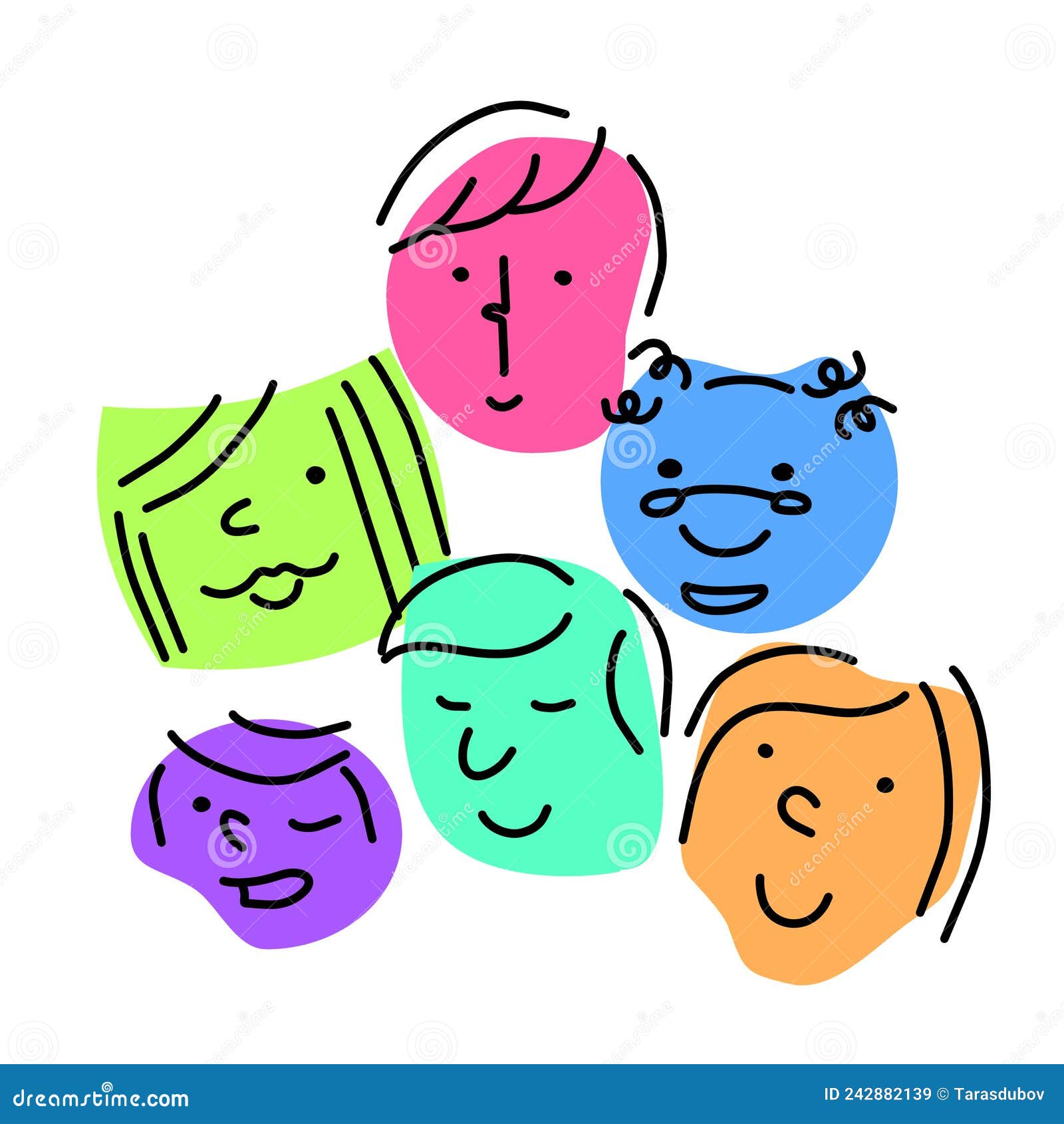 Pile of Various Bright Basic Geometric Figures with Face Emotions ...