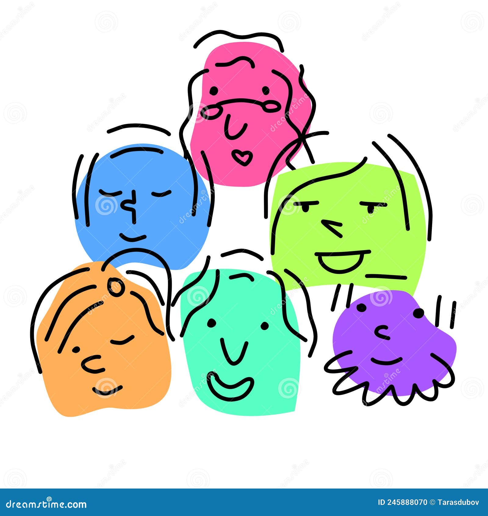 Pile of Various Bright Basic Geometric Figures with Face Emotions ...