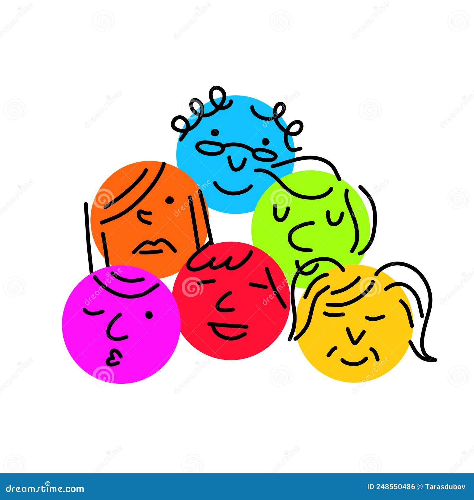 Pile of Various Bright Basic Geometric Figures with Face Emotions ...